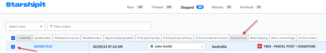 Book a courier pickup – Starshipit Support Centre | Setup, FAQs & Guides