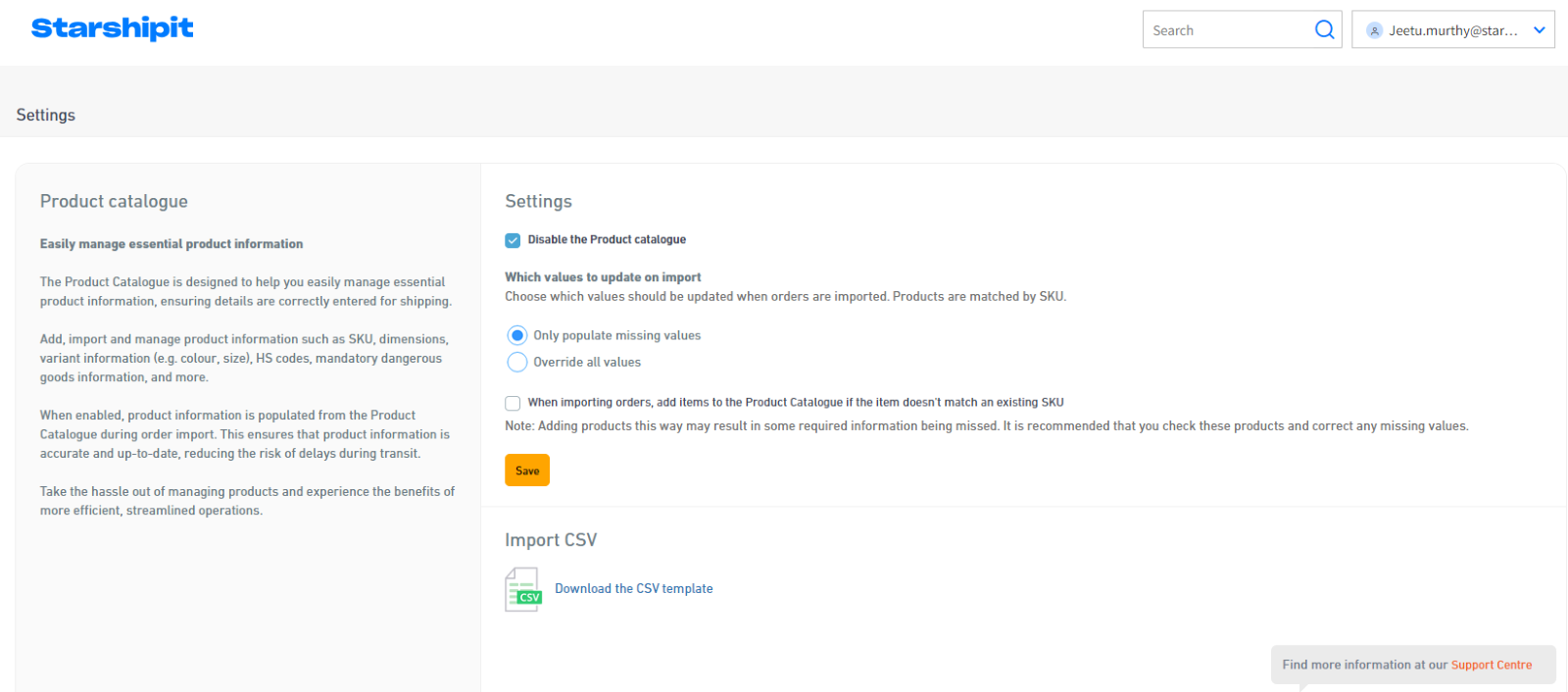 Product Catalogue – Starshipit